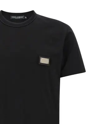 Dolce & Gabbana Dolce Gabbana Logo Plaque Crewneck T-shirt - Black