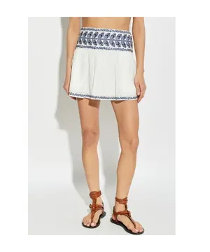 Isabel Marant Étoile Embroidered Pleated Flared Mini Skirt