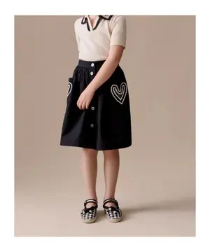 Bonpoint Lierre Hand-embroidered Flared Skirt