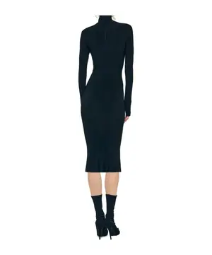 Norma Kamali Long Sleeve Turtleneck Midi Dress