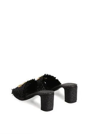 Dolce & Gabbana Logo Raffia Heeled Mules