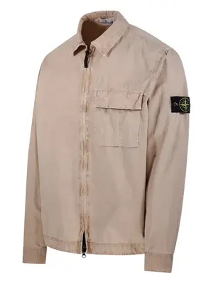 Stone Island Logo Patch Pocket Detail Shirt - Desert