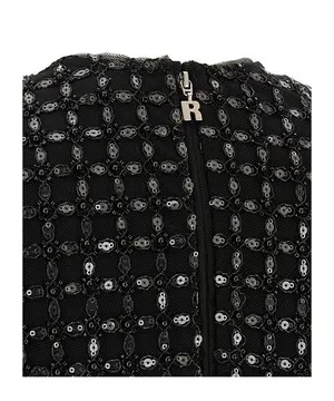 ROTATE BY BIRGER CHRISTENSEN Beaded And Sequined Short Sleeve Top - Black