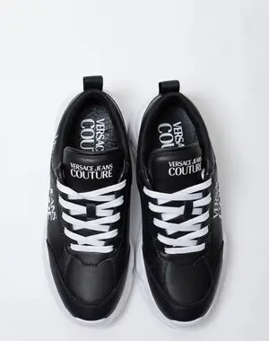 Versace Logo Printed Chunky Lace-up Sneakers - Black