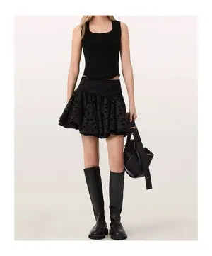 ALLSAINTS Broderie Anglaise Skirt - Black