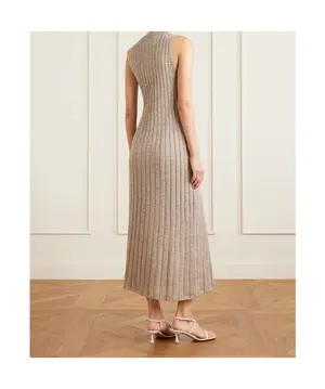 Brunello Cucinelli Sleeveless Round Neck Ribbed Knit Dress