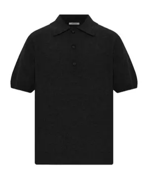 ENTIRE STUDIOS Buttoned Knit Polo Shirt - Black