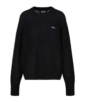 ROTATE BY BIRGER CHRISTENSEN Logo Patch Crew Neck Sweater - Black