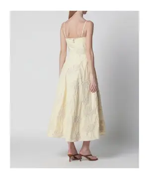 ROTATE BY BIRGER CHRISTENSEN Embroidered Floral Midi Dress - Yellow