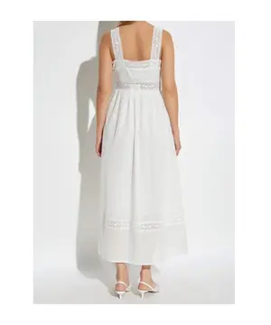 Posse Midi Dress With Lace Inserts - White