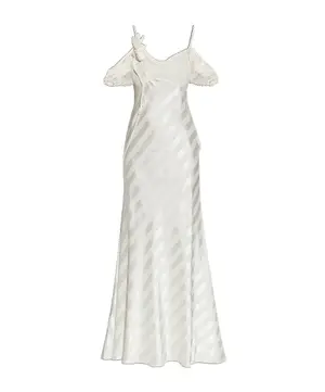 SELF-PORTRAIT Lace Trimmed Striped Maxi Dress