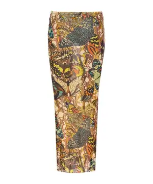 JEAN PAUL GAULTIER Printed Elasticized Midi Skirt