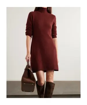 Max Mara High-neck Long-sleeved Ribbed Dress