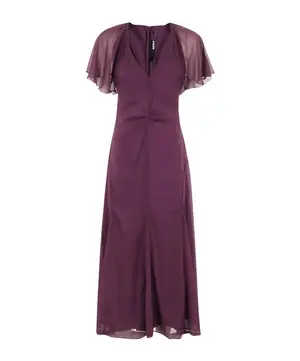 ROTATE BY BIRGER CHRISTENSEN V-neck Sheer Sleeve Dress
