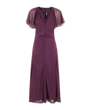 ROTATE BY BIRGER CHRISTENSEN V-neck Sheer Sleeve Dress