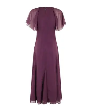 ROTATE BY BIRGER CHRISTENSEN V-neck Sheer Sleeve Dress