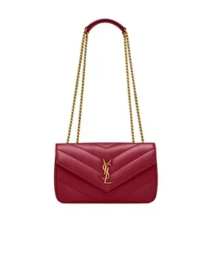 Saint Laurent Loulou Matelassé Small Shoulder Bag - Deep Red
