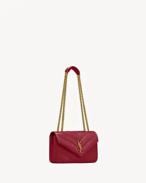 Saint Laurent Loulou Matelassé Small Shoulder Bag - Deep Red