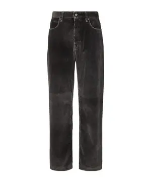 Fendi Straight-leg Corduroy Long Jeans - Black