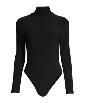 Norma Kamali Long Sleeve Open Back Turtleneck Bodysuit