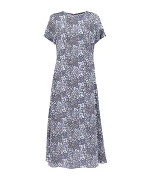 Max Mara Floral Print Short Sleeve Midi Dress - Gray