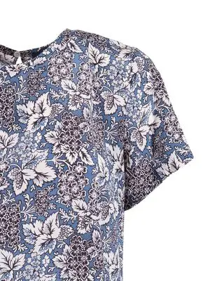 Max Mara Floral Print Short Sleeve Midi Dress - Gray