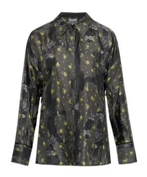 GANNI Floral Print Silk Shirt
