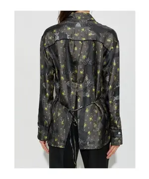 GANNI Floral Print Silk Shirt