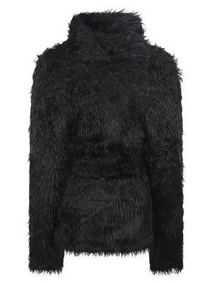 Balenciaga Belted Faux Fur Shawl Lapel Jacket