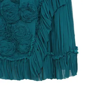 Dries Van Noten Sammy Bis Textured Midi Skirt With Floral Motifs - Green