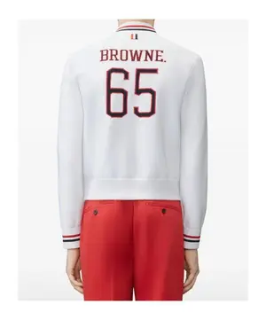 Thom Browne Intarsia Knit Bomber Jacket - White