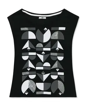 Iceberg Sleeveless Geometric Print T-shirt - Black