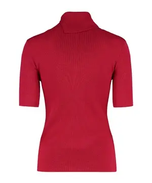 P.a.r.o.s.h Ribbed-knit Turtleneck Short-sleeve Jumper - Red