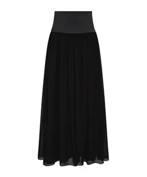 Posse Solene Gathered Maxi Skirt - Black