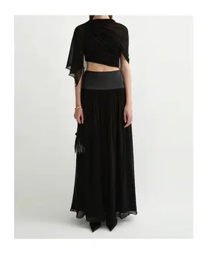 Posse Solene Gathered Maxi Skirt - Black