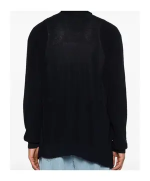 ROBERTO COLLINA Long-sleeved Cardigan With Ribbed Trim - Black