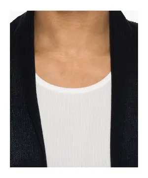 ROBERTO COLLINA Long-sleeved Cardigan With Ribbed Trim - Black
