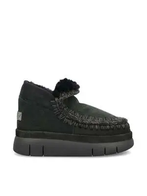 Mou Platform Ankle Boots With Round Toe And Pull-on Design - Black