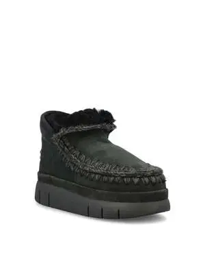 Mou Platform Ankle Boots With Round Toe And Pull-on Design - Black