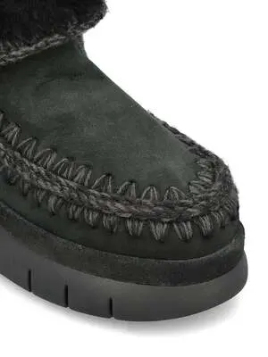 Mou Platform Ankle Boots With Round Toe And Pull-on Design - Black