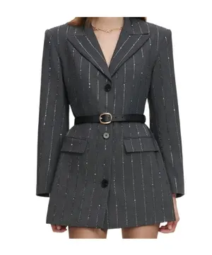 SELF-PORTRAIT Rhinestone Embellished Belted Blazer