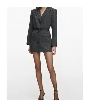 SELF-PORTRAIT Rhinestone Embellished Belted Blazer