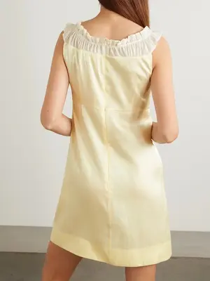 SHUSHU/TONG Ruffled Chiffon-trimmed Satin Mini Dress