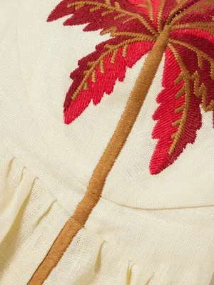 Farm Rio Coconut Tree Embroidered Mini Dress