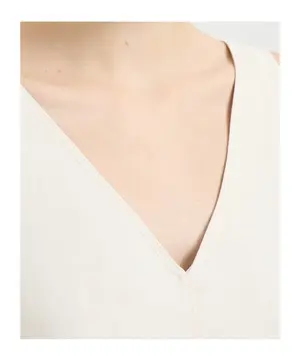 Brunello Cucinelli V-neck Sleeveless Twill Mini Dress - Cream