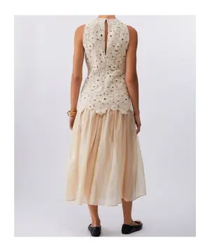 Liu Jo Floral Lace Maxi Dress - Cream