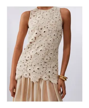 Liu Jo Floral Lace Maxi Dress - Cream