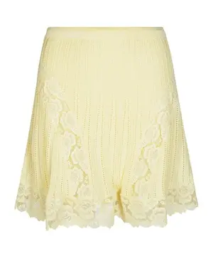 SELF-PORTRAIT Lace Trim Mini Skirt - Yellow