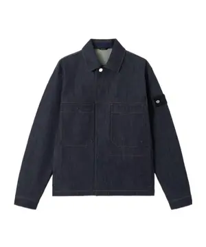 Stone Island Logo Patch Denim Shirt Jacket - Blue