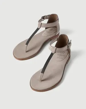 Brunello Cucinelli T-strap Embellished Sandals